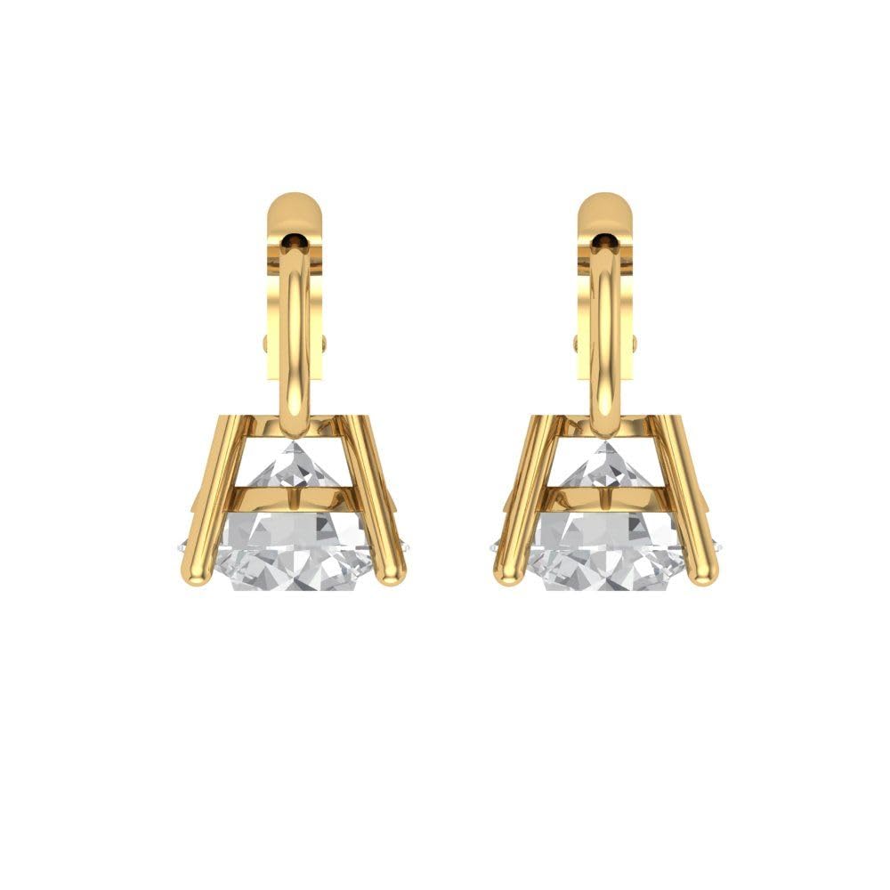 Clara Pucci 4 ct Brilliant Round Cut Drop Dangle Clear Simulated Diamond 14k Yellow Solid Gold Earrings Lever Back