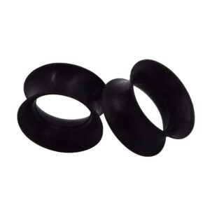 oyaface 2 pc black soft silicone flexible ear skin tunnels plugs expanders gauges hollow body piercing (black 3/4‘’(20mm))