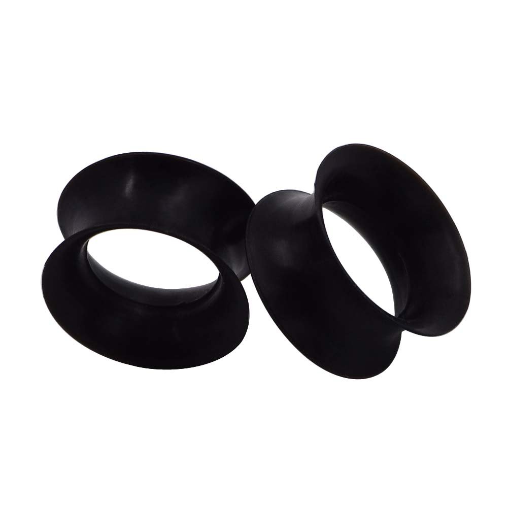 Oyaface 2 PC Black Soft Silicone Flexible Ear Skin Tunnels Plugs Expanders Gauges Hollow Body Piercing (Black 3/4‘’(20mm))