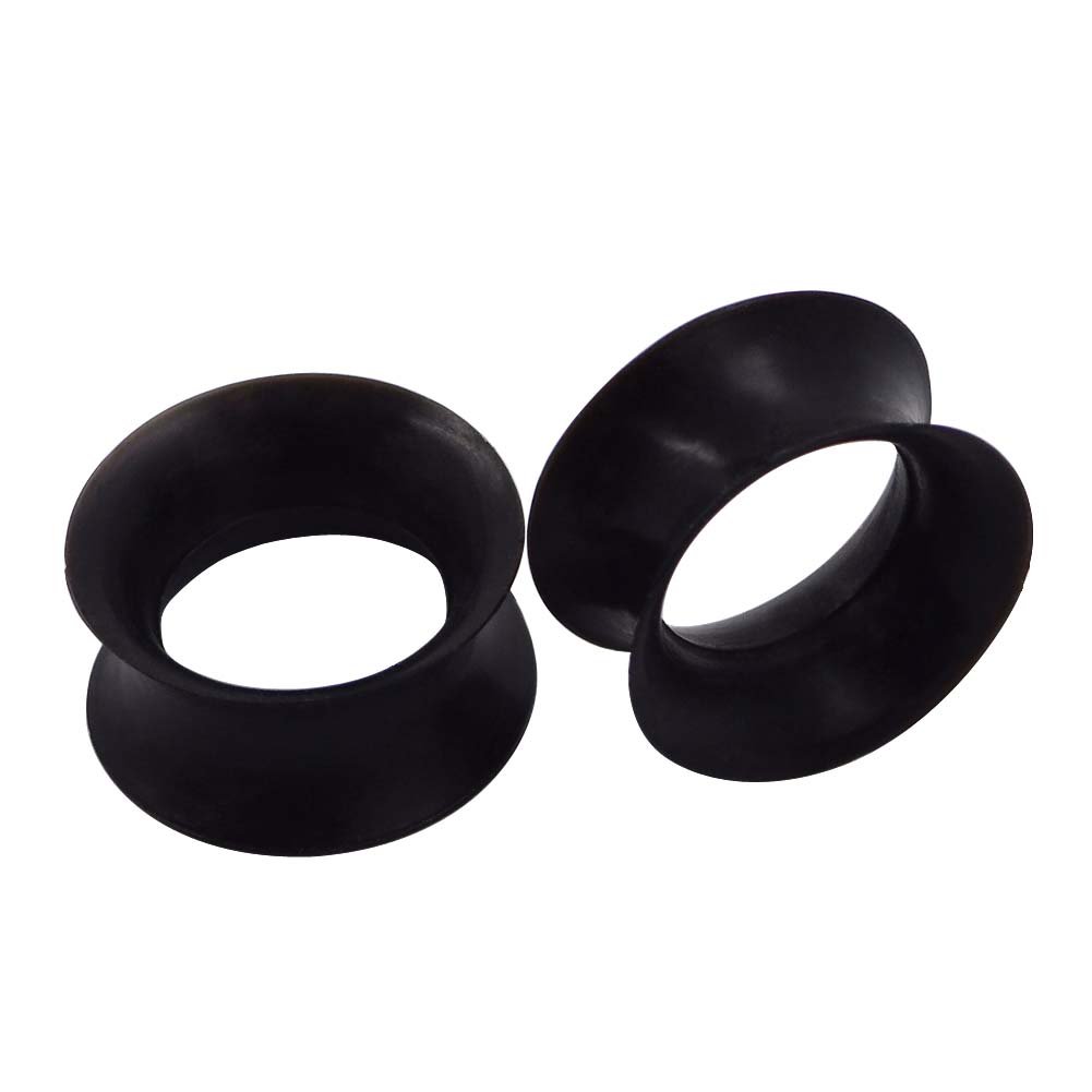 Oyaface 2 PC Black Soft Silicone Flexible Ear Skin Tunnels Plugs Expanders Gauges Hollow Body Piercing (Black 3/4‘’(20mm))