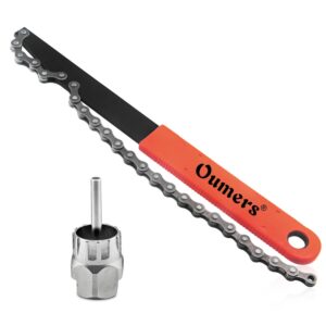 oumers bike chain tools kit, cassette removal tool sprocket remover kit/chain whip and cassette/rotor lockring removal tool with guide pin