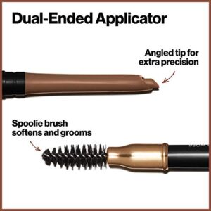 Revlon ColorStay Eyebrow Pencil with Spoolie Brush, Waterproof, Longwearing, Angled Tip Applicator for Perfect Brows, 210 Soft Brown, 0.021 oz