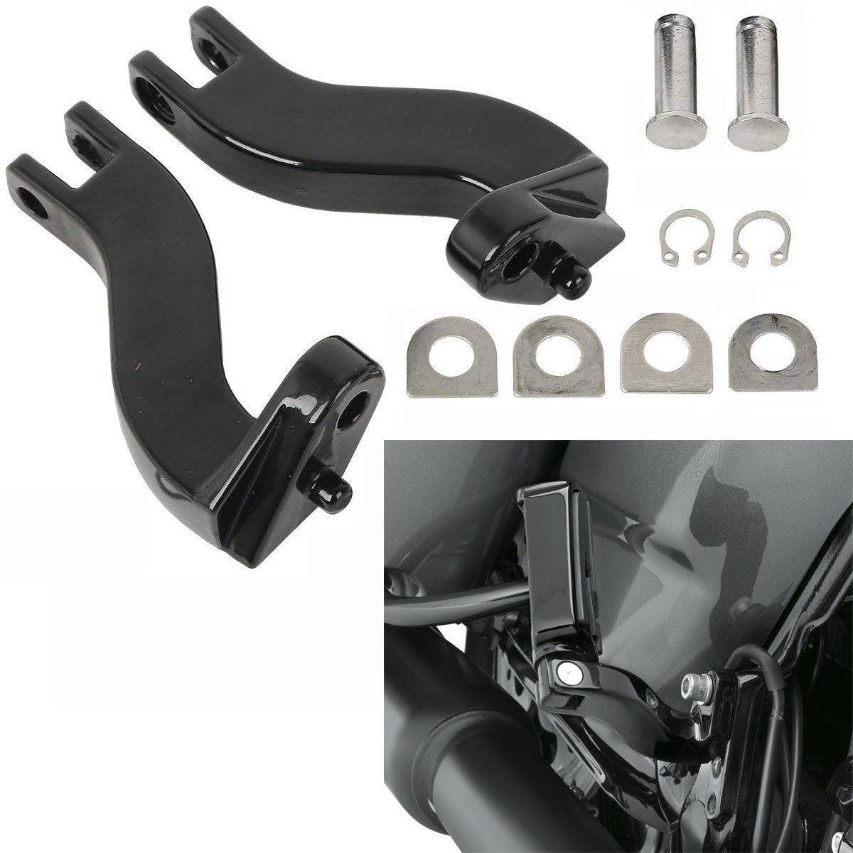 XFMT Motorcycle Black 10mm Rear Passenger Footpeg Mount Kits For Harley Touring Road King Street Glide Road Glide Electra Glide Ultra Classic '93-Later