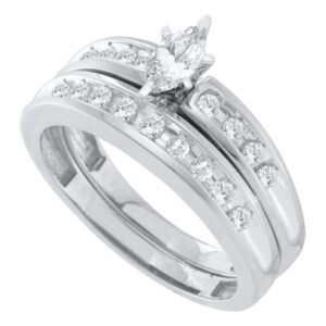 dazzlingrock collection 0.51 carat (ctw) marquise & round diamond ladies ring set 1/2 ct, 14k white gold, size 5