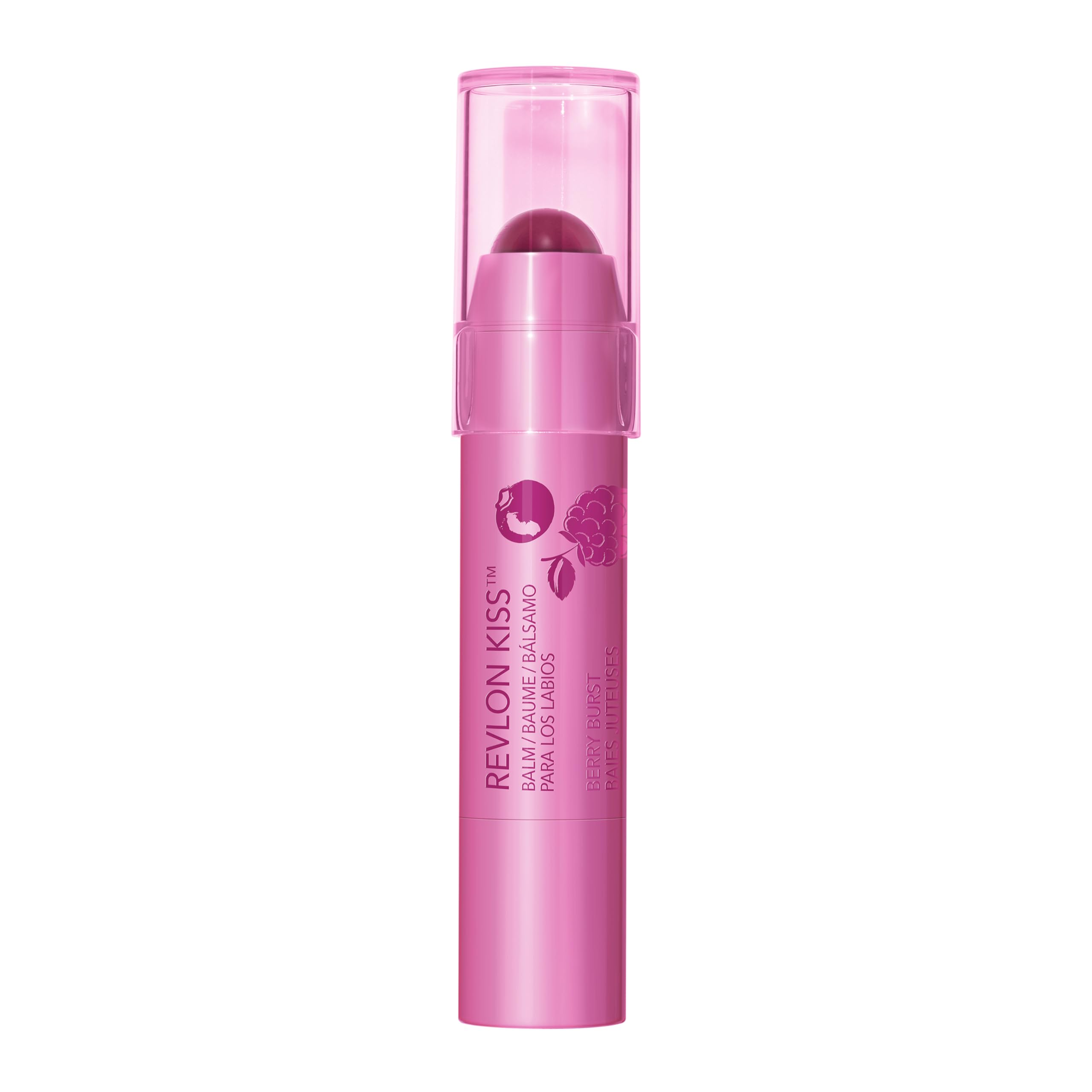 Revlon Lip Balm, Kiss Tinted Lip Balm, Face Makeup with Lasting Hydration, SPF 20, Infused with Natural Fruit Oils, 035 Berry Burst, 0.09 Oz