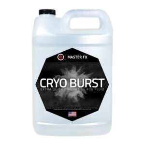 cryo burst - extra quick dissipating water-based fog fluid - co2 blast effect for led upshot foggers - 1 gallon