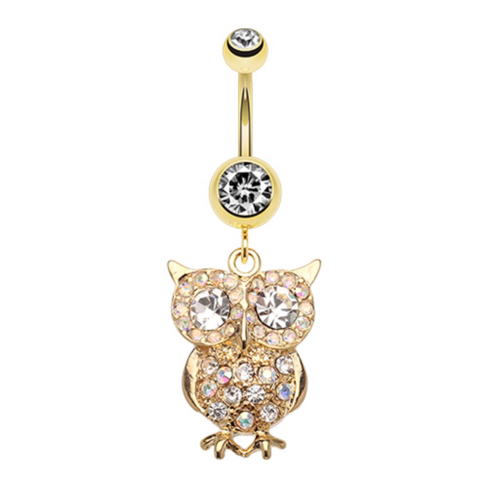 Golden Owl Sparkle WildKlass Belly Button Ring