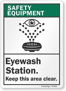 smartsign “safety equipment - eyewash station, keep this area clear” sign | 7" x 10" aluminum