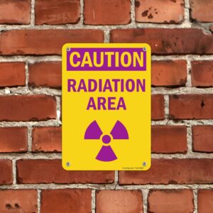 SmartSign 10 x 7 inch “Caution - Radiation Area” OSHA Sign with Symbol, Digitally Printed, 55 mil HDPE Plastic, Purple and Yellow