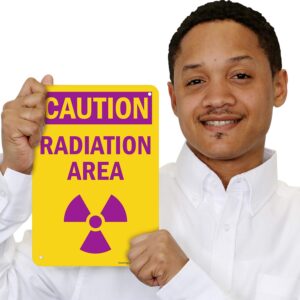 SmartSign 10 x 7 inch “Caution - Radiation Area” OSHA Sign with Symbol, Digitally Printed, 55 mil HDPE Plastic, Purple and Yellow