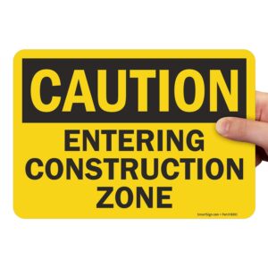 smartsign “caution - entering construction zone” label | 7" x 10" laminated vinyl