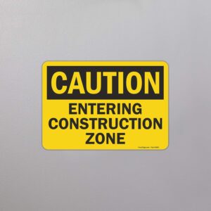 SmartSign “Caution - Entering Construction Zone” Label | 7" x 10" Laminated Vinyl