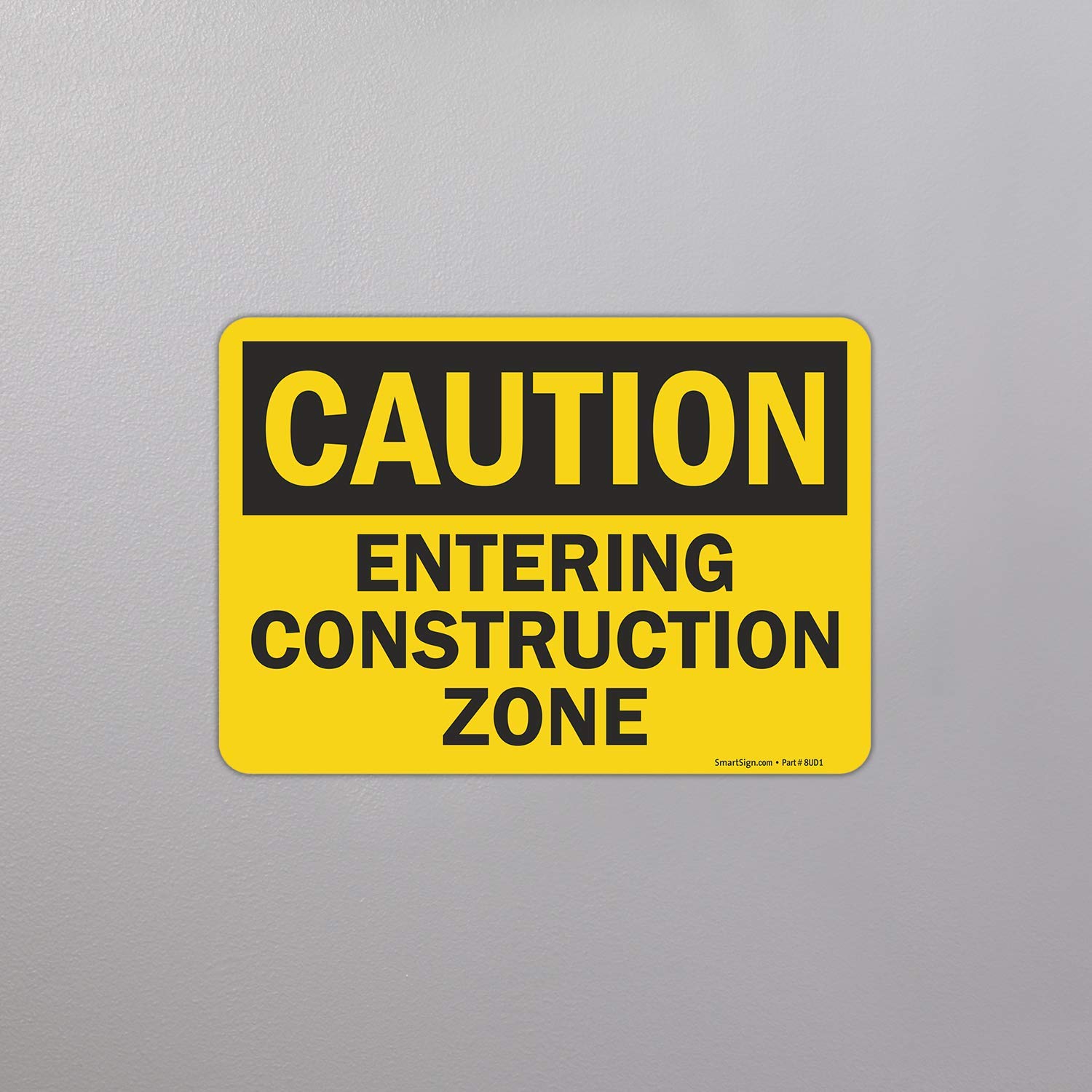 SmartSign “Caution - Entering Construction Zone” Label | 7" x 10" Laminated Vinyl