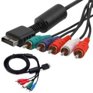 cuziss premium high resolution av cable 3 analog av multi out to component cable for playstation 3 ps3, playstation 2 ps2