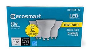 ecosmart 50w bright white mr16 gu10 led light bulb (3-pack) 1001654142 - new