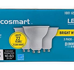 Ecosmart 50W Bright White MR16 GU10 LED Light Bulb (3-Pack) 1001654142 - New