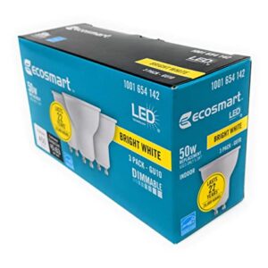 Ecosmart 50W Bright White MR16 GU10 LED Light Bulb (3-Pack) 1001654142 - New