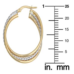 Kooljewelry 14k Two-tone Gold High Polish Overlapping Triple Oval Hoop Earrings