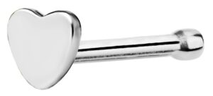 20g surgical steel heart straight nose stud jewelry