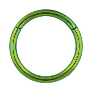 forbidden body jewelry 16g 8mm surgical steel hinged seamless hoop body piercing ring, green