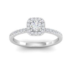 1/2ctw diamond halo engagement ring in 10k white gold