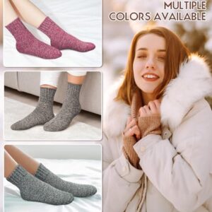 Pack of 5 Womens Thick Knit Warm Casual Wool Crew Winter Socks, Mixed Colors 1- 5 Pack,one size(fits shoe size 5-10)