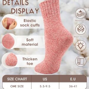 Pack of 5 Womens Thick Knit Warm Casual Wool Crew Winter Socks, Mixed Colors 1- 5 Pack,one size(fits shoe size 5-10)