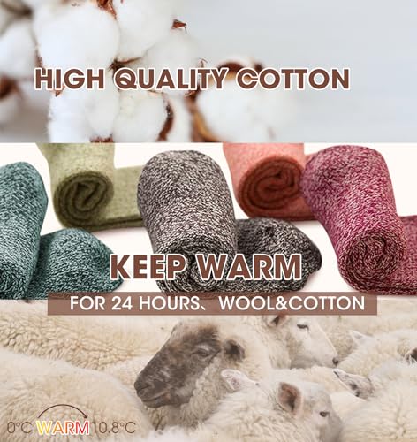 Pack of 5 Womens Thick Knit Warm Casual Wool Crew Winter Socks, Mixed Colors 1- 5 Pack,one size(fits shoe size 5-10)