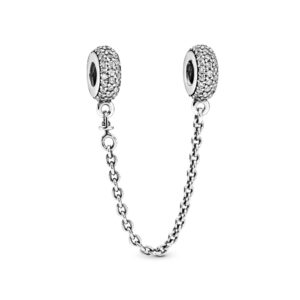 pandora sparkling pavé safety chain charm bracelet charm moments bracelets - stunning women's jewelry - gift for women - made with sterling silver & cubic zirconia