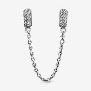 Pandora Sparkling Pavé Safety Chain Charm Bracelet Charm Moments Bracelets - Stunning Women's Jewelry - Gift for Women - Made with Sterling Silver & Cubic Zirconia