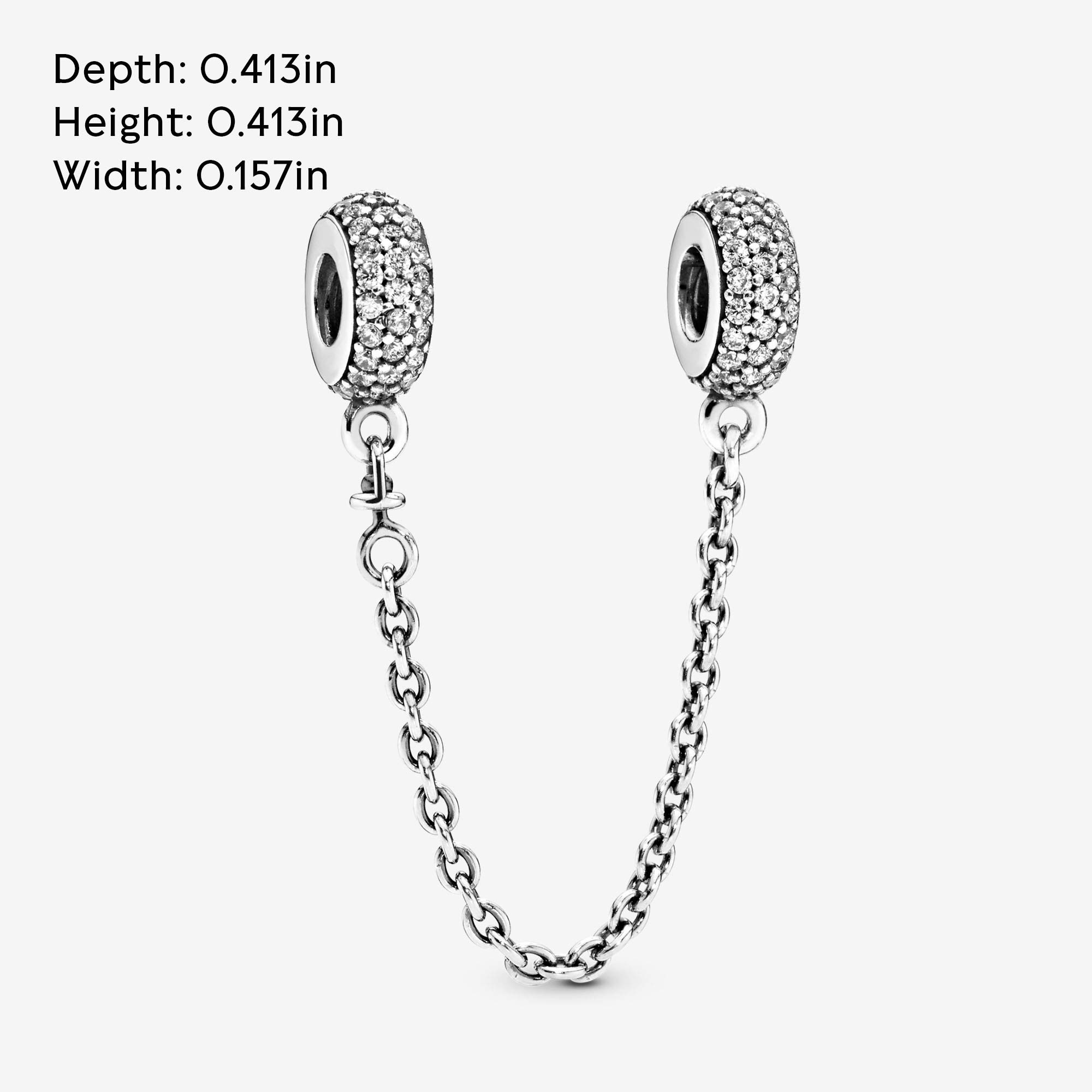 Pandora Sparkling Pavé Safety Chain Charm Bracelet Charm Moments Bracelets - Stunning Women's Jewelry - Gift for Women - Made with Sterling Silver & Cubic Zirconia