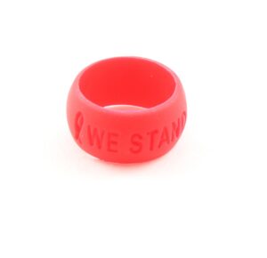 red ribbon awareness silicone comfort ring combo 1 large & 1 small