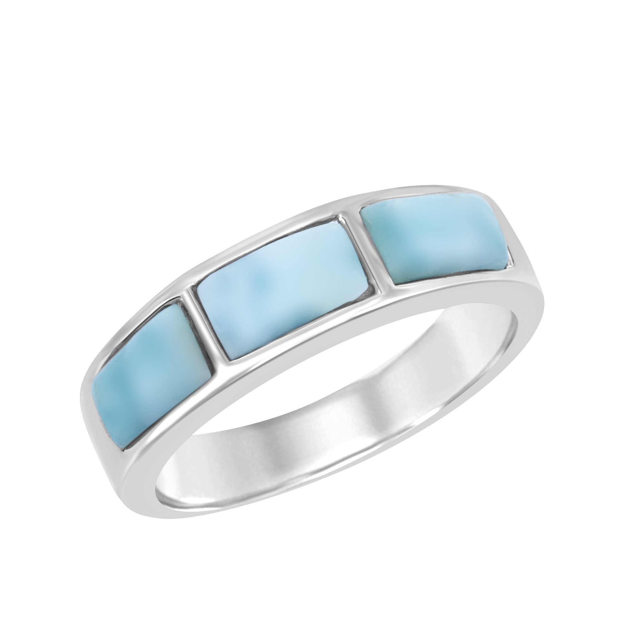 Sterling Silver Larimar Band Ring-6