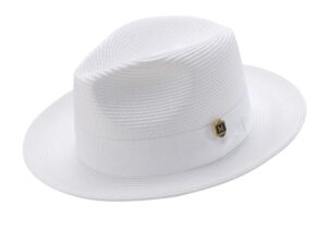 montique men's pinch front fedora hat - classic white dress hat for men, stylish wide brim fedora, perfect for formal events, weddings, church, and everyday wear, comfortable