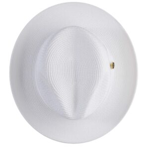 MONTIQUE Men's Pinch Front Fedora Hat - Classic White Dress Hat for Men, Stylish Wide Brim Fedora, Perfect for Formal Events, Weddings, Church, and Everyday Wear, Comfortable