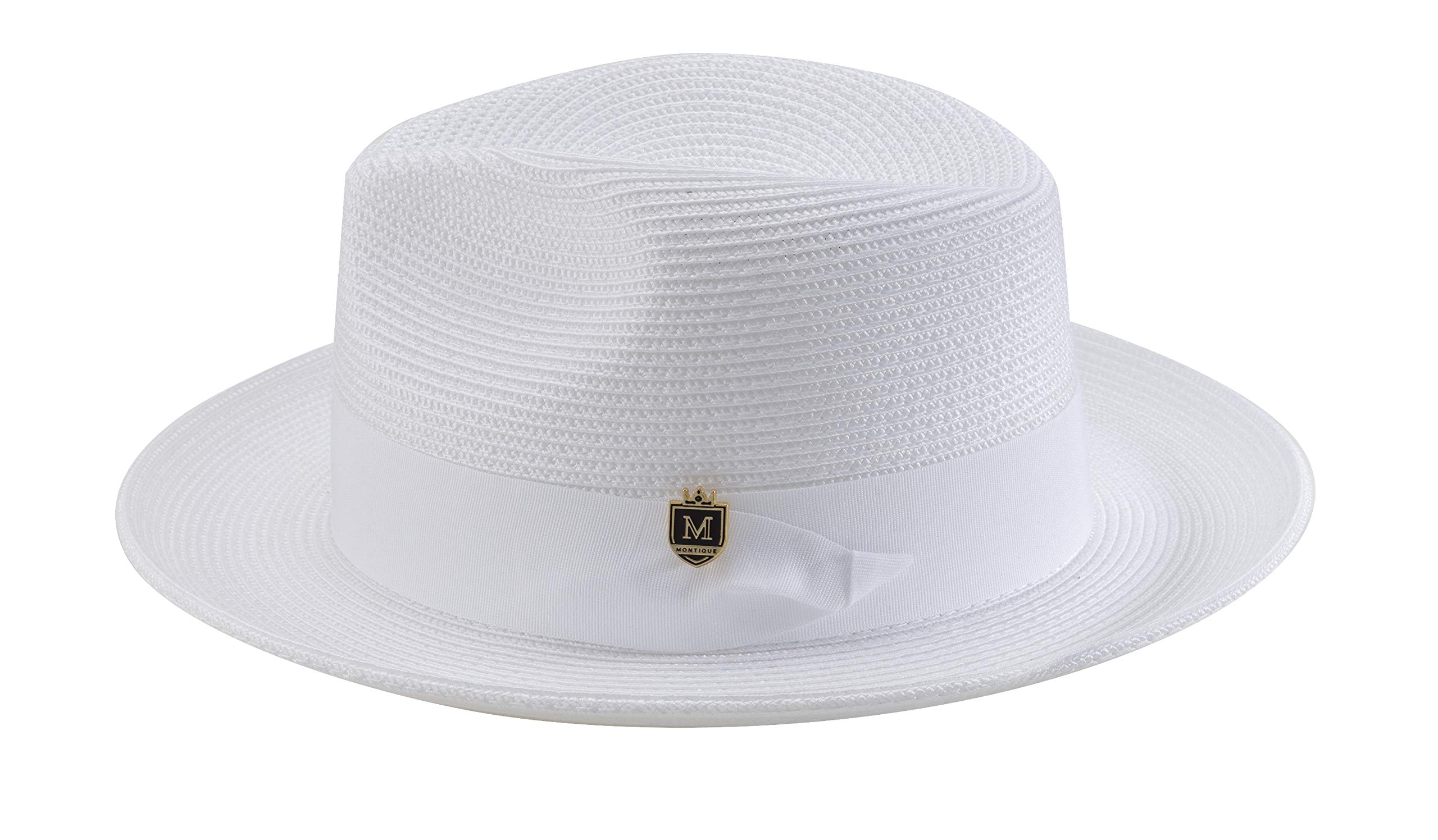 MONTIQUE Men's Pinch Front Fedora Hat - Classic White Dress Hat for Men, Stylish Wide Brim Fedora, Perfect for Formal Events, Weddings, Church, and Everyday Wear, Comfortable