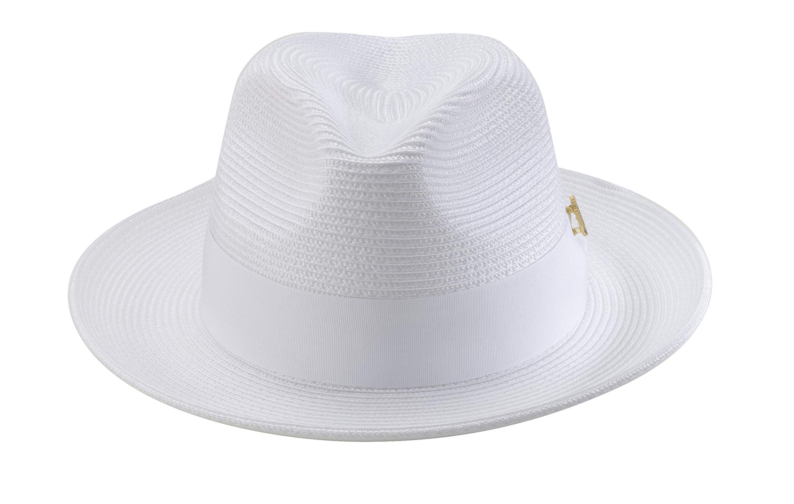 MONTIQUE Men's Pinch Front Fedora Hat - Classic White Dress Hat for Men, Stylish Wide Brim Fedora, Perfect for Formal Events, Weddings, Church, and Everyday Wear, Comfortable