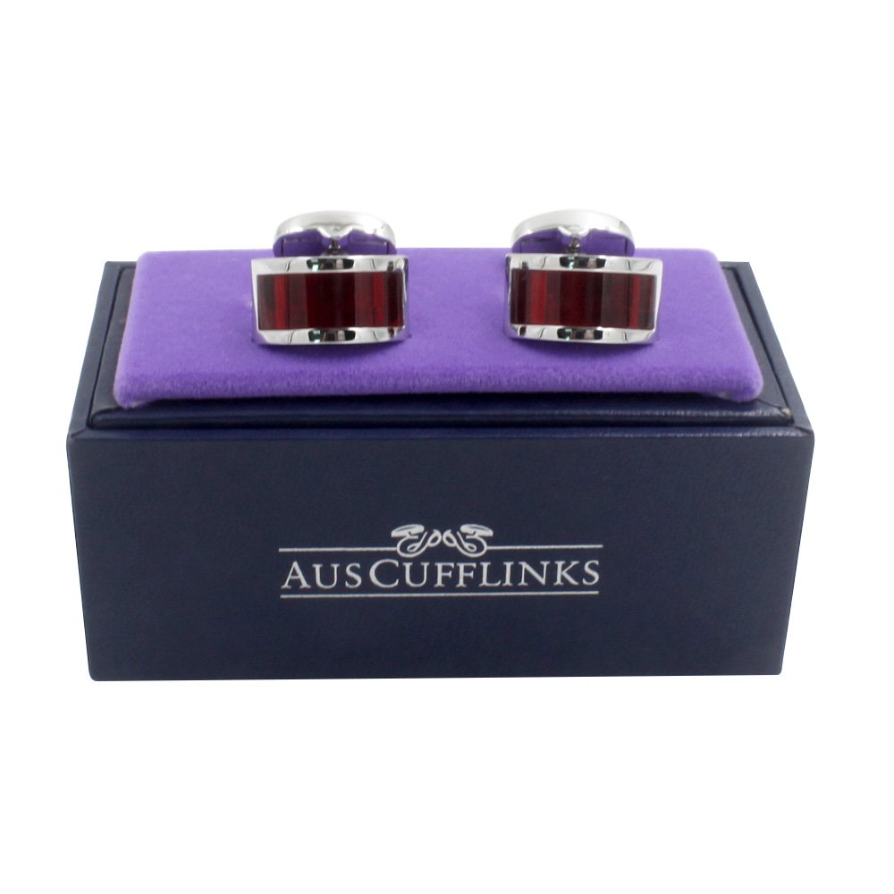 AUSCUFFLINKS Ruby Stone Red Cufflinks | Wedding Anniversary | Cuff Links Gift for Men | 40th Ruby Anniversary Husband Present