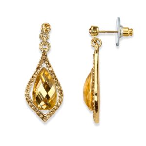 1928 jewelry gold-tone light brown caged briolette drop earrings