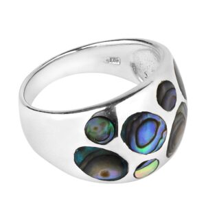 AeraVida Modern Bubble Dot Dome Abalone Shell Sterling Silver Ring (8)