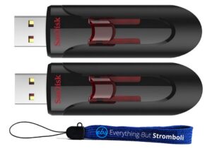 sandisk 64gb glide 3.0 cz600 (2 pack) 64g usb flash drive flash drive jump drive pen drive high performance - with (1) everything but stromboli (tm) lanyard