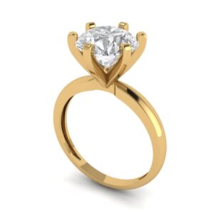 3 Ct Brilliant Round Cut Clear Simulated Diamond 14K Yellow Gold Solitaire Statement Ring Size 6.5