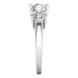 3.25 Ct Brilliant Round Cut Clear Simulated Diamond 14K White Gold Three Stone Statement Ring Size 6