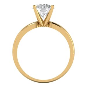 1.5 Ct Brilliant Round Cut Clear Simulated Diamond 14K Yellow Gold Solitaire Statement Ring Size 5.5