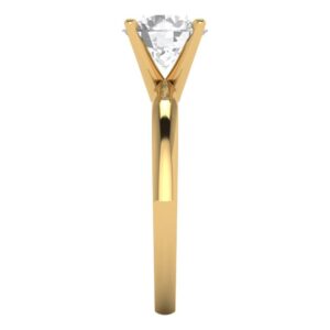 1.5 Ct Brilliant Round Cut Clear Simulated Diamond 14K Yellow Gold Solitaire Statement Ring Size 5.5