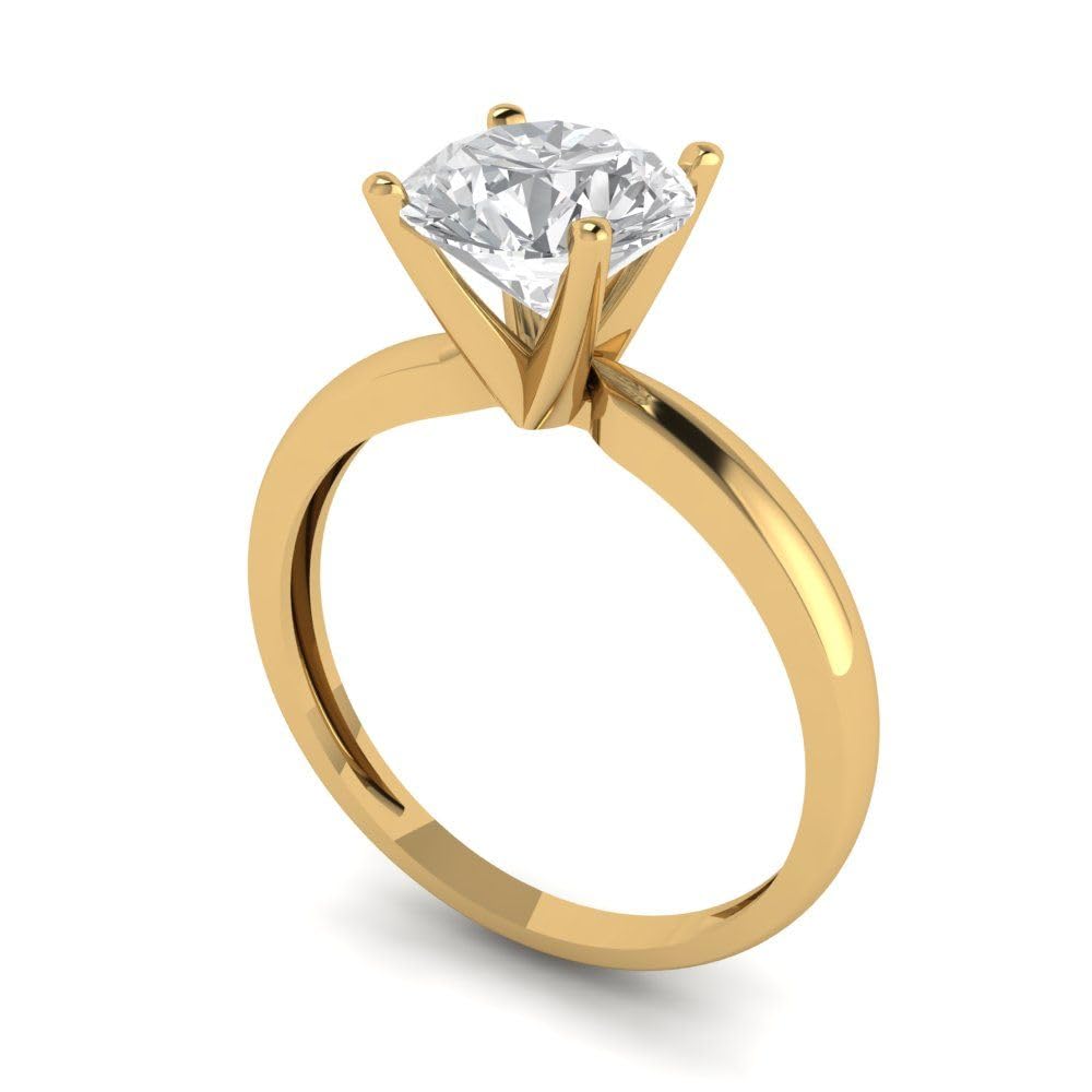 1.5 Ct Brilliant Round Cut Clear Simulated Diamond 14K Yellow Gold Solitaire Statement Ring Size 5.5