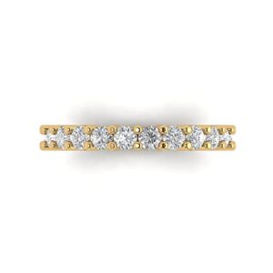 1.52 carat round cut zircon 14k yellow gold eternity designer art deco everlasting danity statement ring band sz 3.75