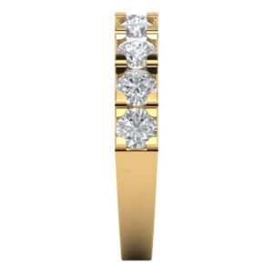 1.44 Carat Round Cut Zircon 14k Yellow Gold Stackable Designer Art Deco Everlasting Danity Statement Ring Band Sz 6.75