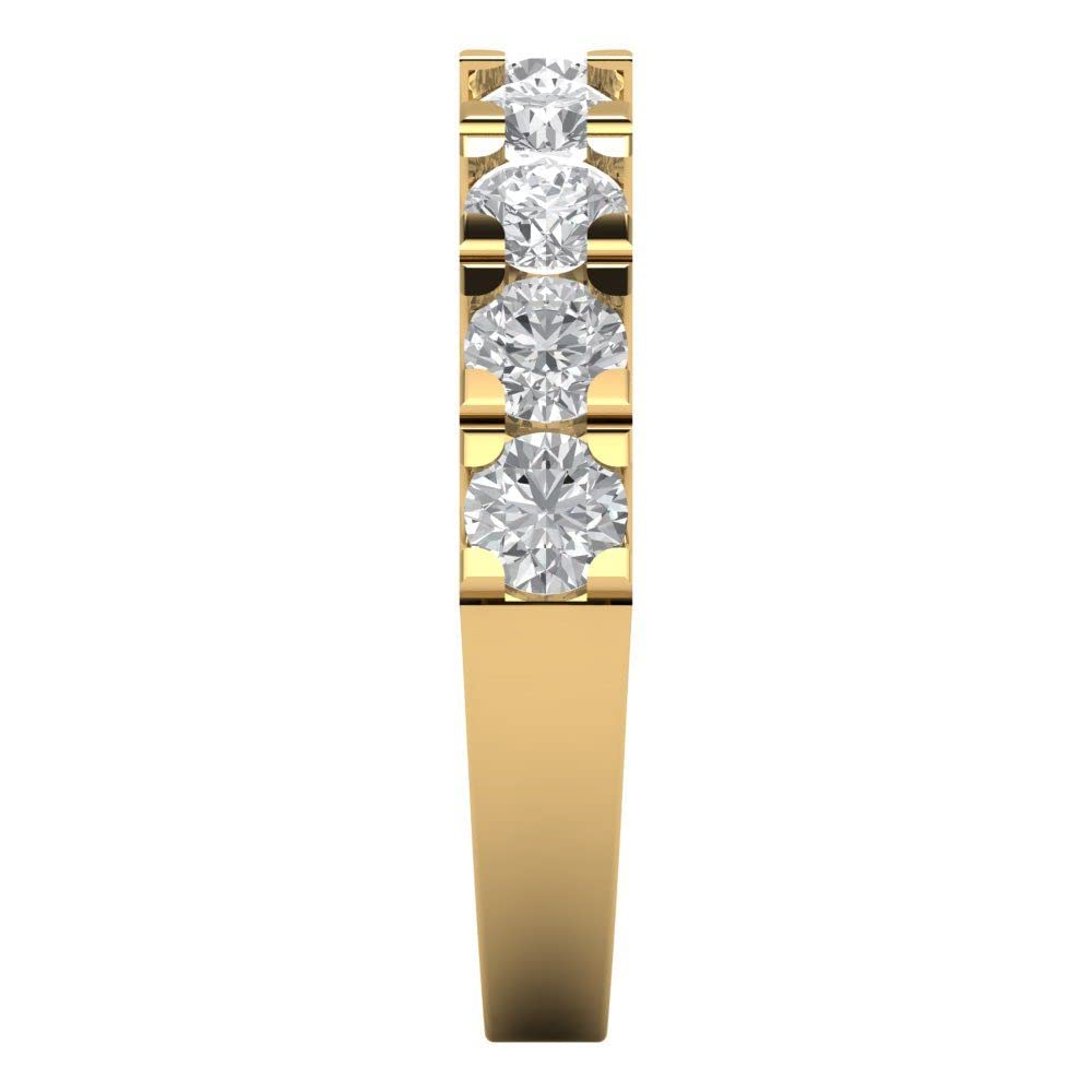 1.44 Carat Round Cut Zircon 14k Yellow Gold Stackable Designer Art Deco Everlasting Danity Statement Ring Band Sz 6.75