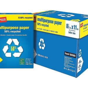 Staples 756860 50% Recycled 8.5-Inch x 11-Inch Multipurpose Paper 24 lbs 96B 10 RM/CT